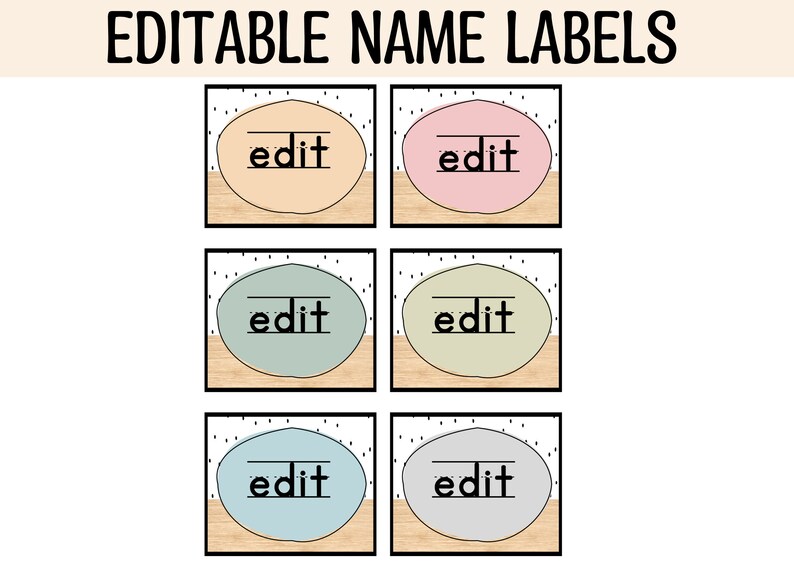Printable Boho Name Labels, Editable Classroom Decor (PPTX) - Etsy