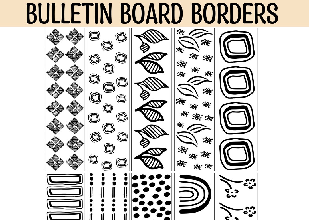 Black and White Bulletin Board Borders, Botanical Classroom Borders ...