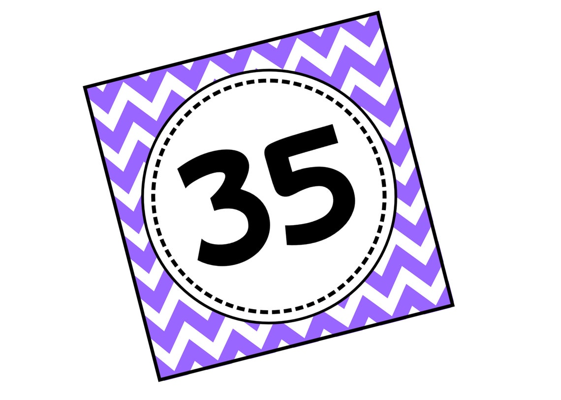 Printable Classroom Number Labels, Calendar Numbers, Bright Chevron ...