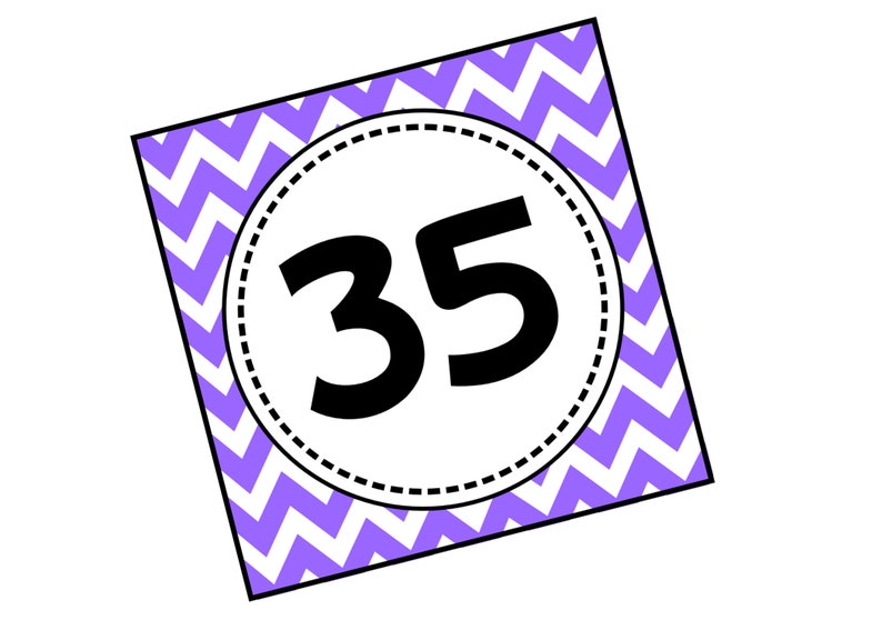 Printable Classroom Number Labels, Calendar Numbers, Bright Chevron ...
