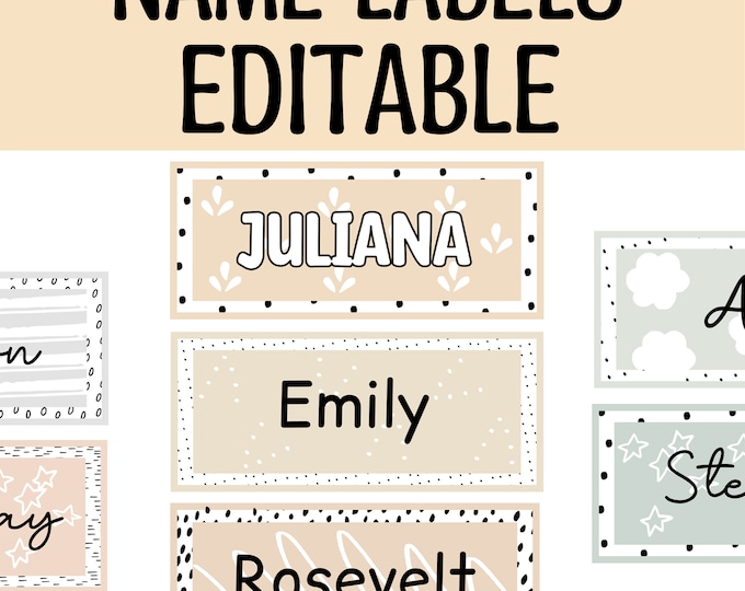 Black and White Classroom Labels, Student Name Tags, Printable ...