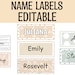 Printable Boho Neutral Name Labels, Student Name Labels, Classroom ...