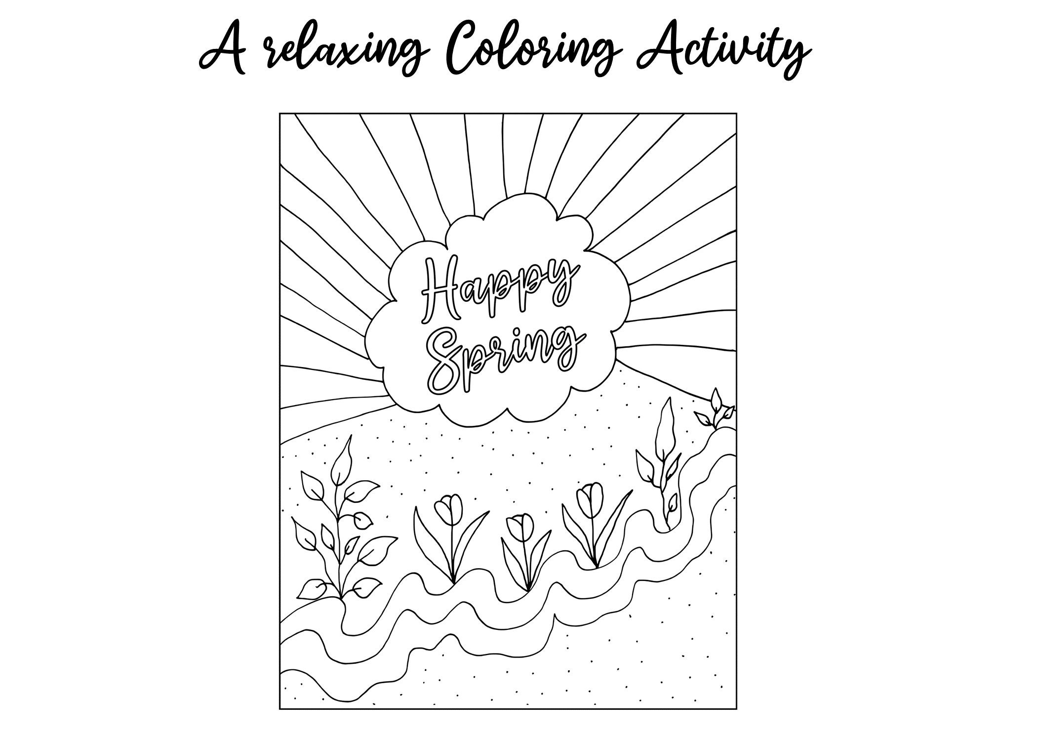 Printable Spring Coloring Page, April Coloring Page, Happy Coloring ...