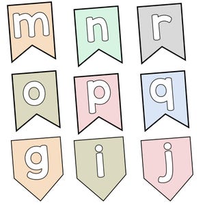 Printable Calm Colors Alphabet Bunting Banners, Editable Bunting Banner ...