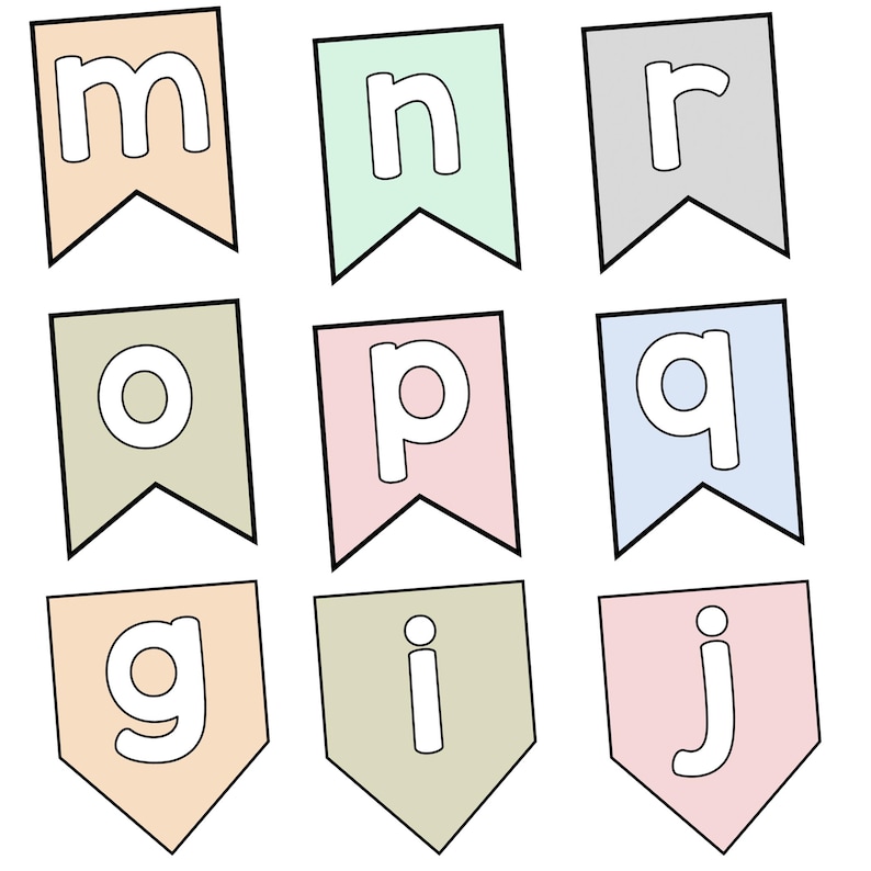 Printable Calm Colors Alphabet Bunting Banners, Editable Bunting Banner ...