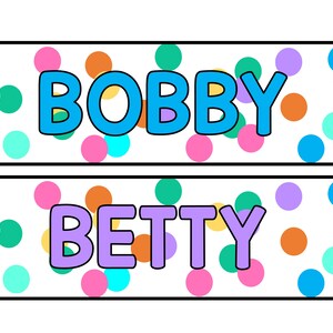 Printable Bright Polka Dots Name Labels, Editable Classroom Labels ...