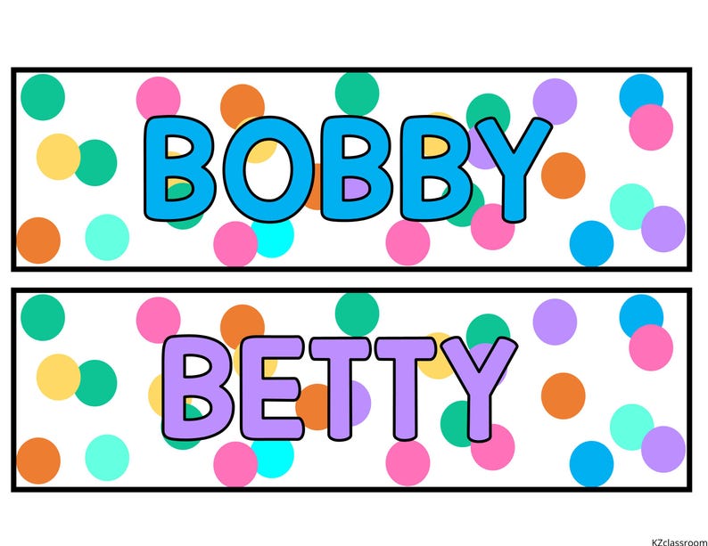 Printable Bright Polka Dots Name Labels, Editable Classroom Labels ...