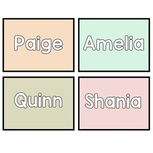 Printable Calm Color Student Name Labels, Editable Name Tags, Center ...