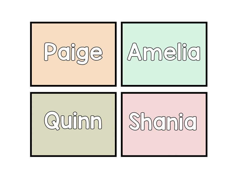 Printable Calm Color Student Name Labels, Editable Name Tags, Center ...
