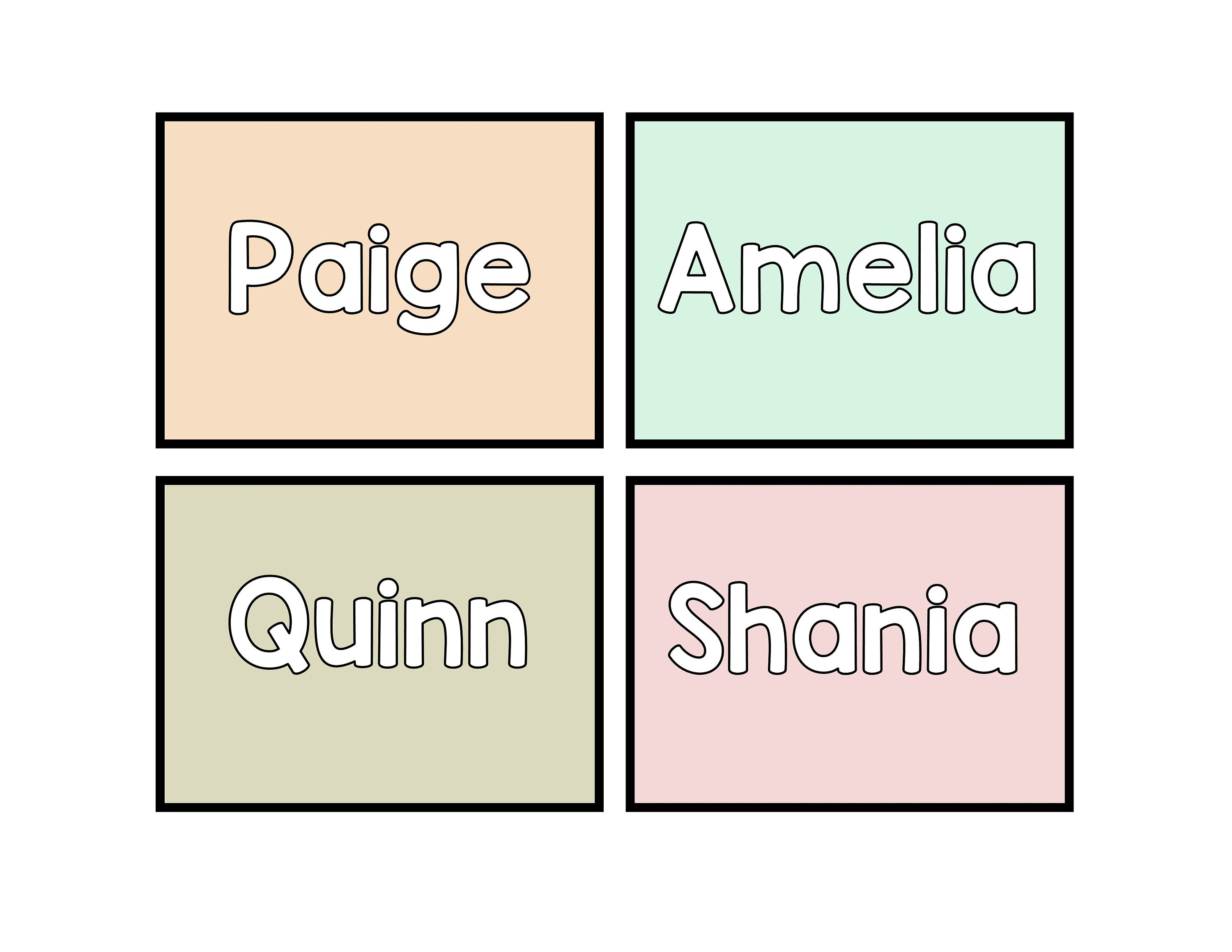 Printable Calm Color Student Name Labels, Editable Name Tags, Center ...