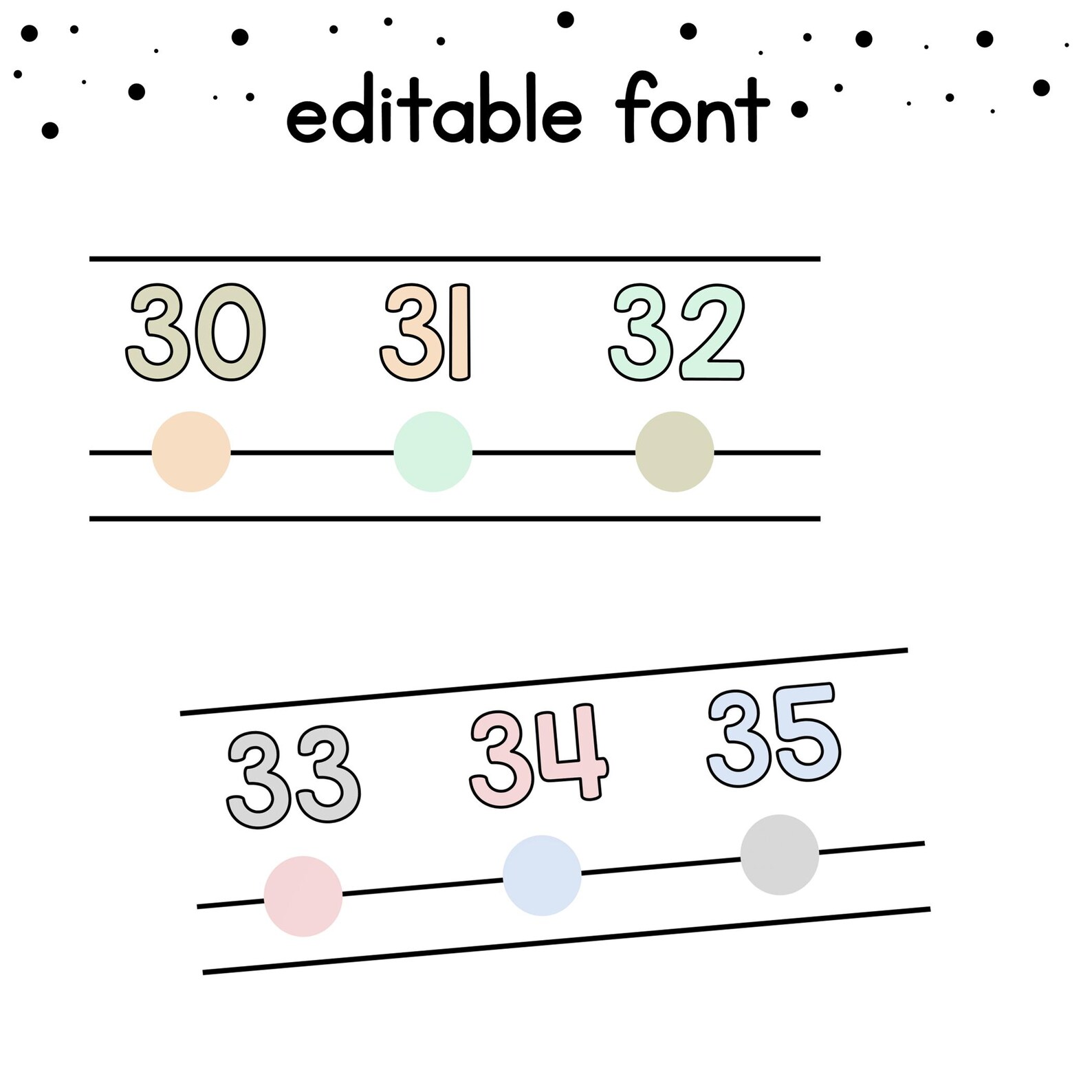 Printable Calm Colors Large Number Line Wall Display, Editable Number ...
