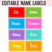 Printable Name Tags, Bright Kids Name Labels, Bright Cubby Labels ...