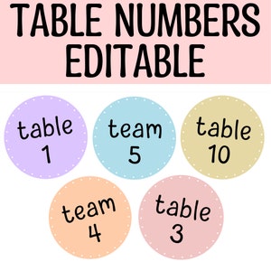 Boho Calm Colors Classroom Table Numbers, Table, Team and Group Numbers ...