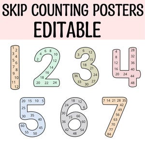 Printable Calm Colors Skip Counting Posters, Large Numbers Wall Display ...