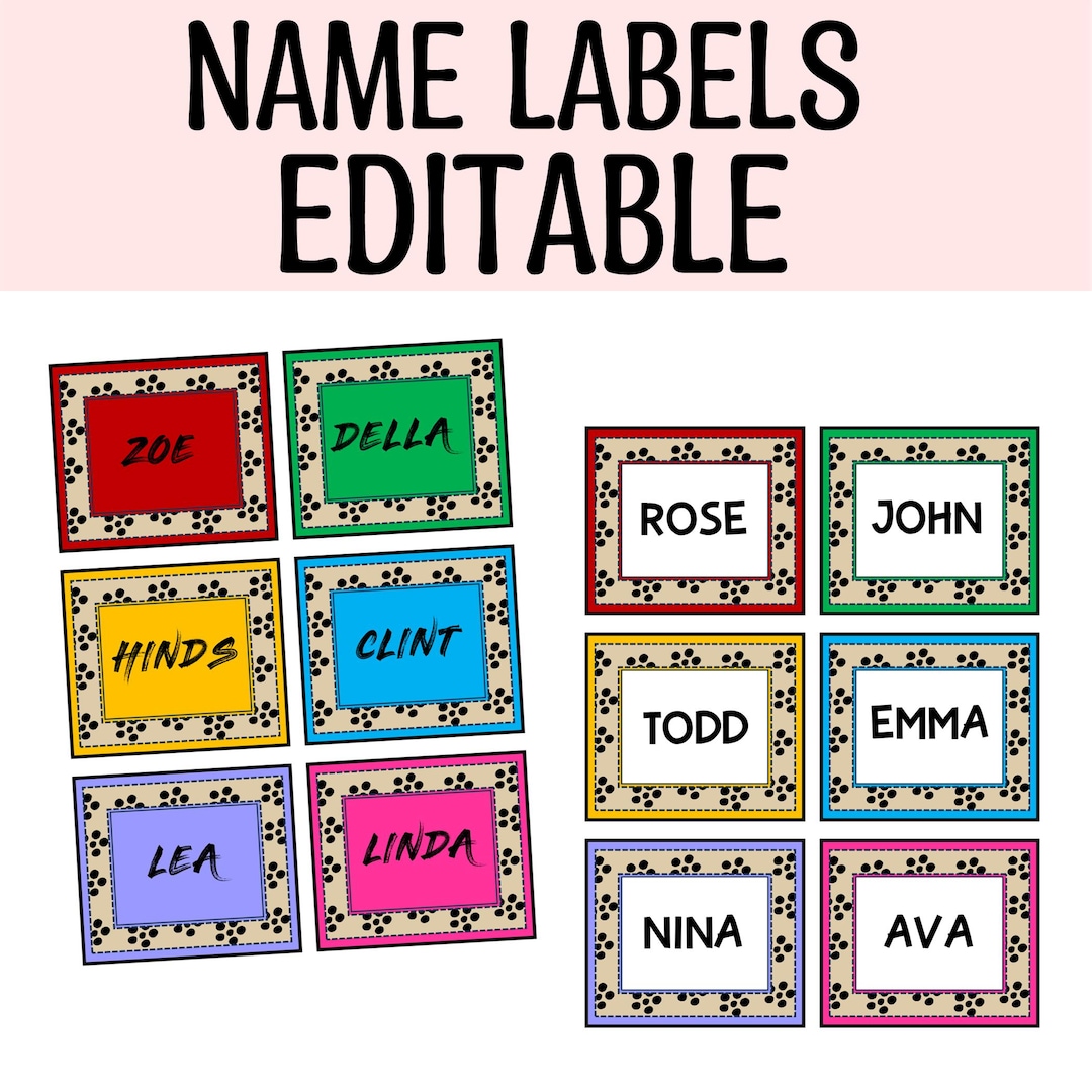 Back to School Bright Nametags, Editable Name Plates, Book Bin Labels ...