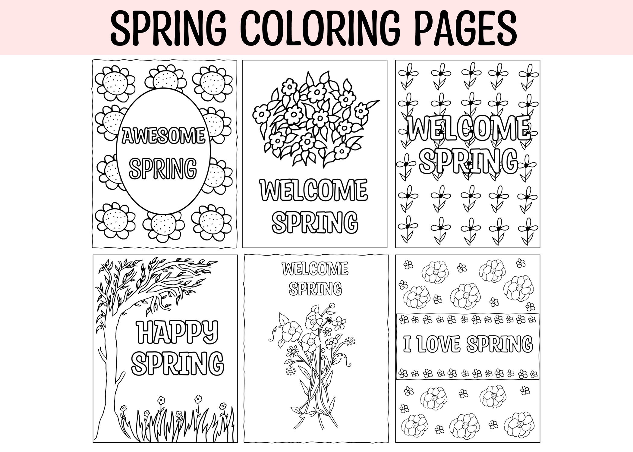 Printable Spring Coloring Pages, Welcome Spring Coloring Worksheets ...