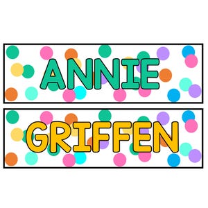 Printable Bright Polka Dots Name Labels, Editable Classroom Labels ...