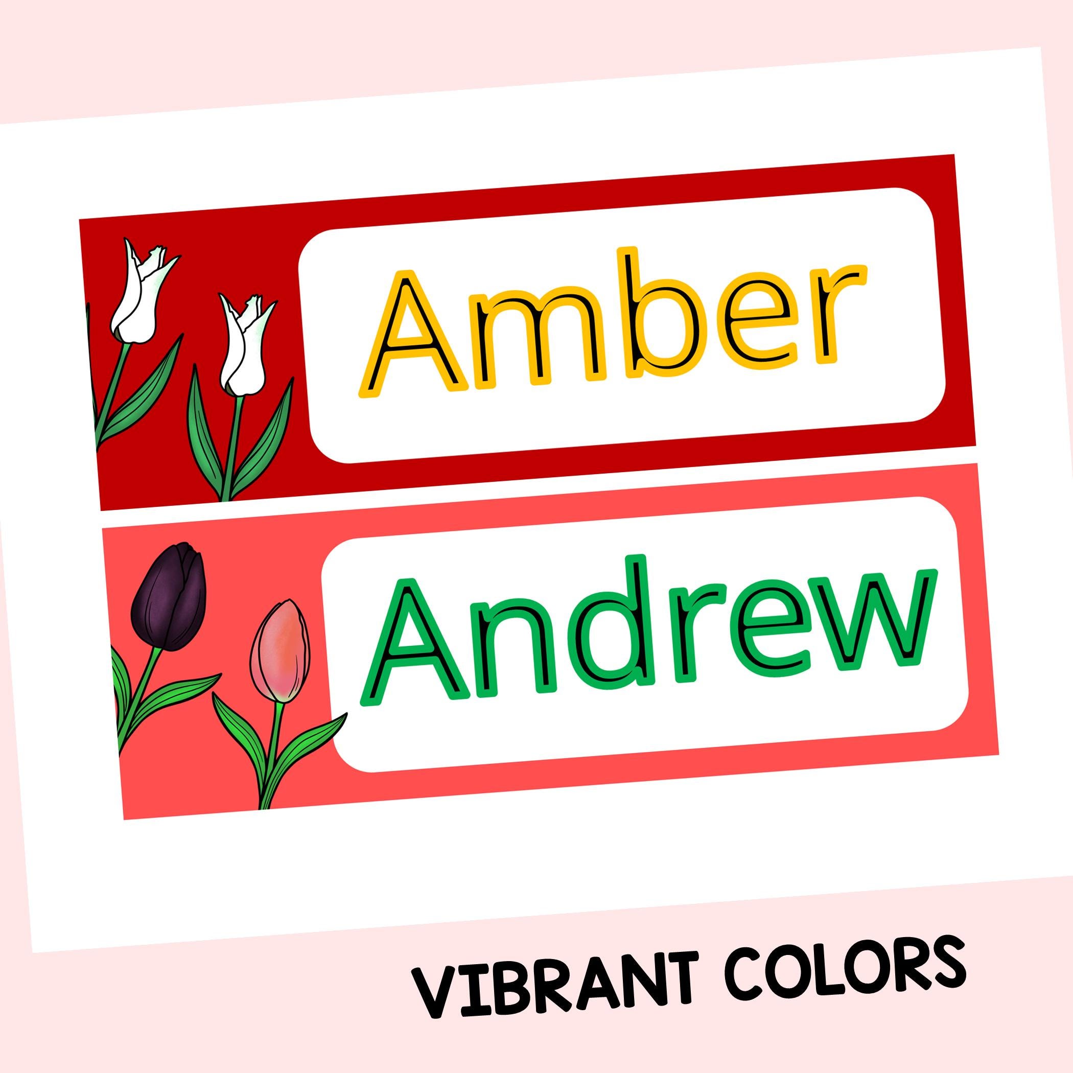 Printable Floral Name Labels, Spring Classroom Labels, Floral Desk ...