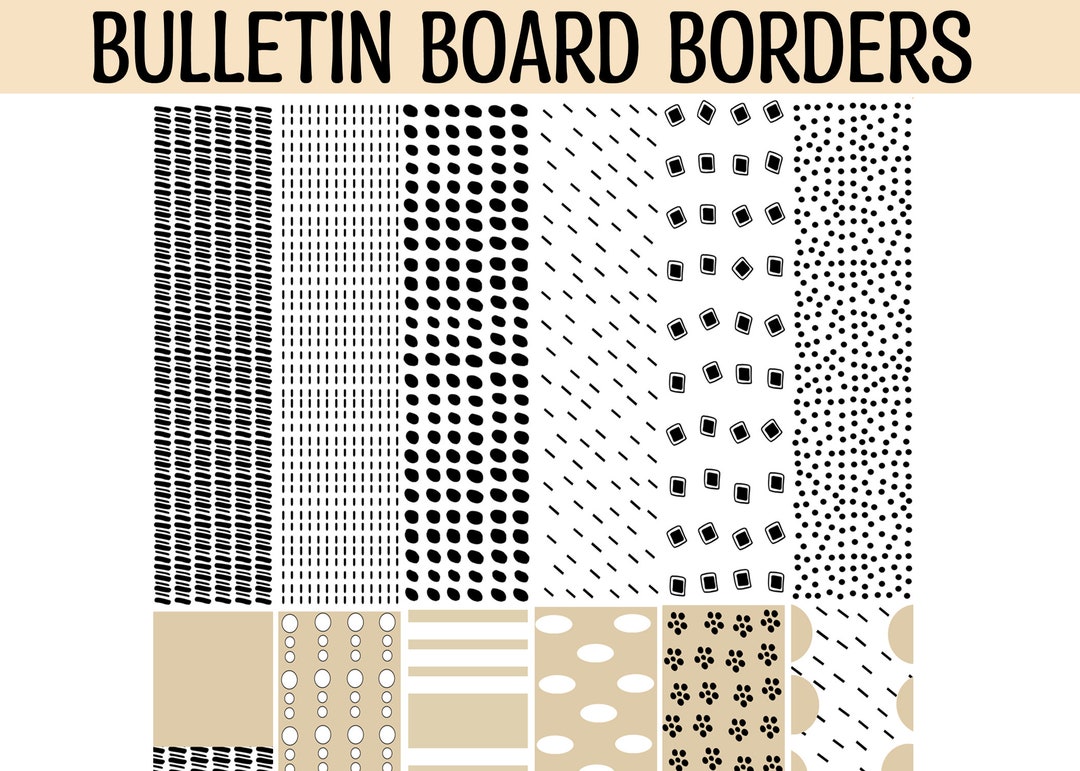 Bulletin Board Borders, Black Spotty Borders, Minimalistic Borders ...