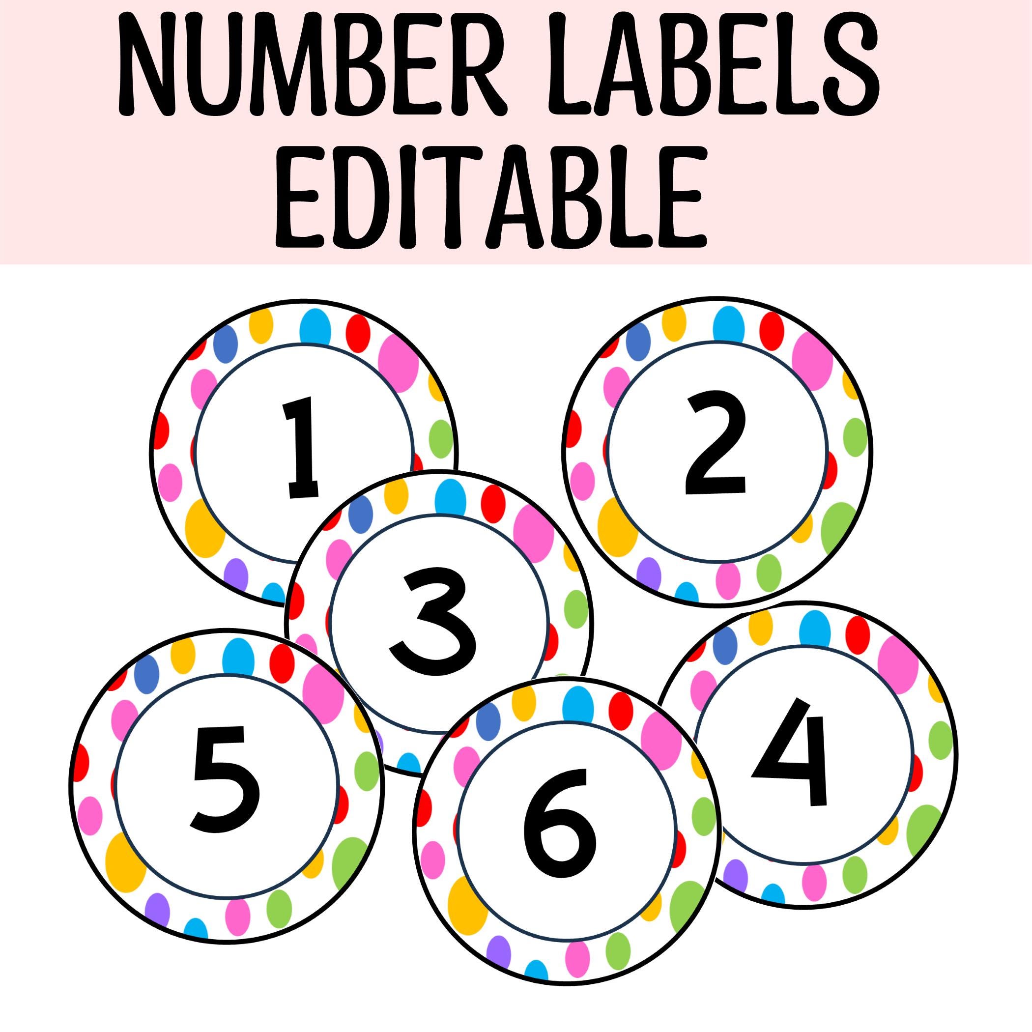 Printable Calendar Number Labels, Cubby Labels, Book Bin Labels, Number ...