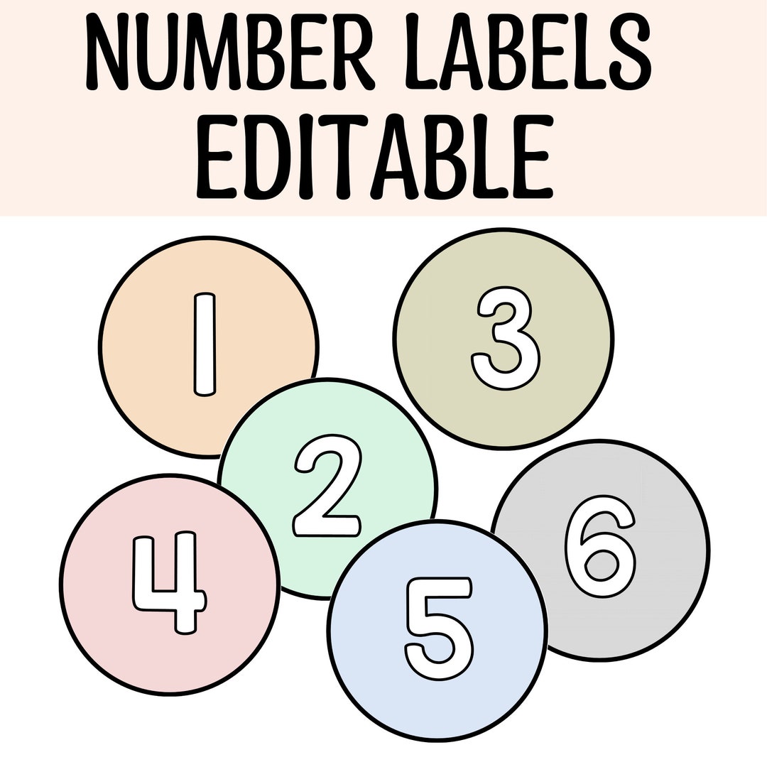 Back to School Calm Colors Calendar Numbers, Round Number Labels ...