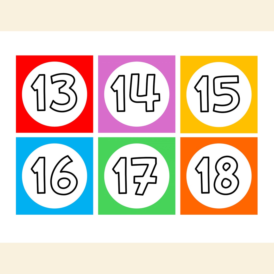 Printable Bright, Colorful Number Labels, Classroom Calendar Number ...