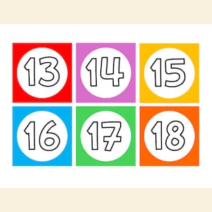 Printable Bright, Colorful Number Labels, Classroom Calendar Number ...