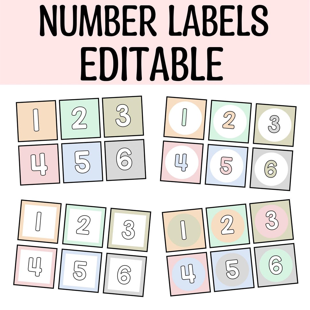 Printable Calm Colors Bright Pocket Size Classroom Calendar Numbers ...
