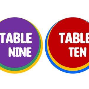 Classroom Table Numbers, Class Table Numbers, Table, Team, Group Labels ...