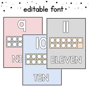 Printable Modern Calm Colors Classroom Number Posters Wall Display ...