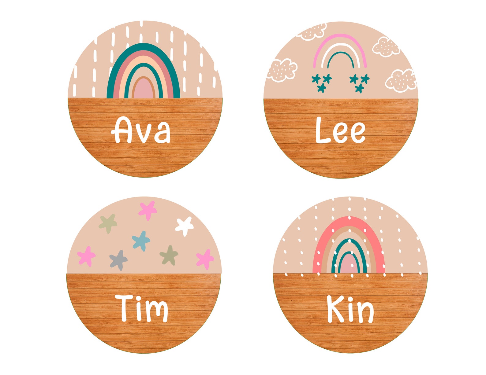 Circular Classroom Labels,student Name Tags,editable Name Tags, Rainbow ...