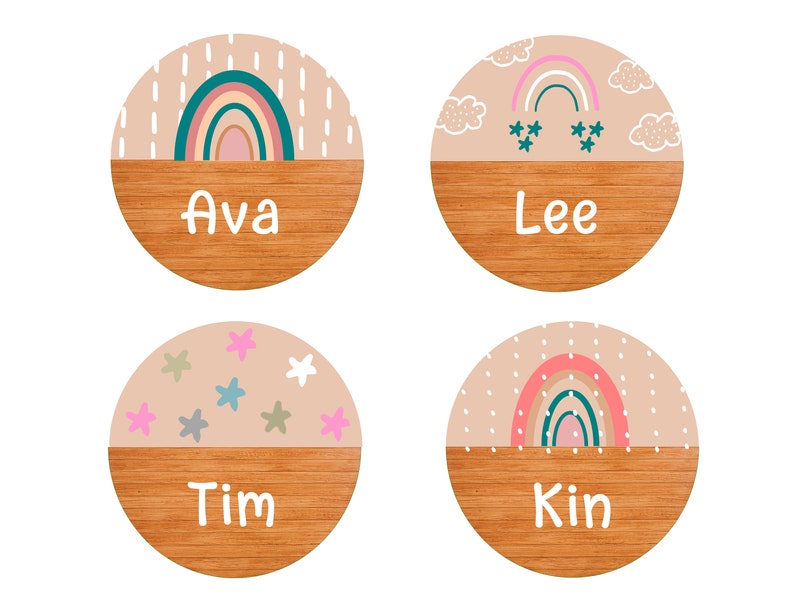 Circular Classroom Labels,student Name Tags,editable Name Tags, Rainbow ...