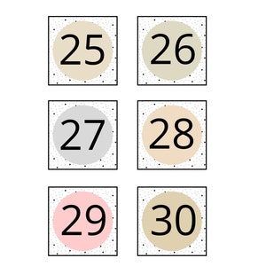 Printable Number Labels, Boho Spotty Number Labels, Classroom Calendar ...