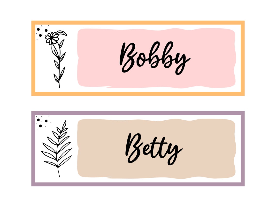 Student Name Tags,leaves Classroom Labels, Boho Neutral Colors Name ...