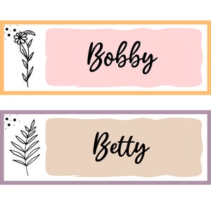 Student Name Tags,leaves Classroom Labels, Boho Neutral Colors Name ...