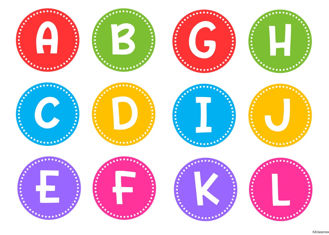 Printable Round Alphabet Letters, Bright Alphabet Letters Posters ...