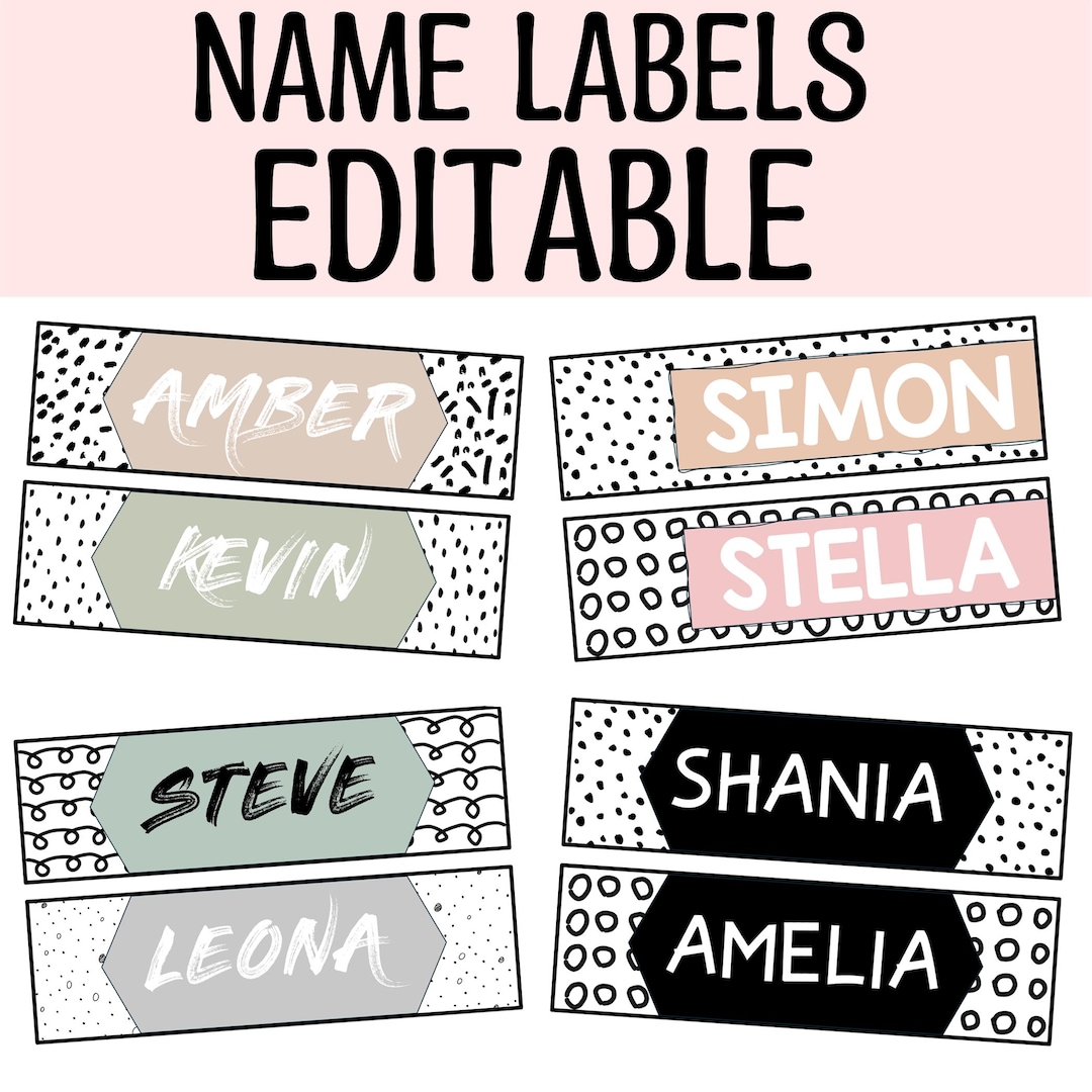 Printable Classroom Labels, Boho Neutral Student Name Plates, Desk Name ...