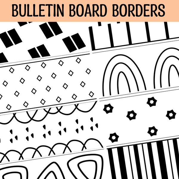 Black and White Classroom Borders - Etsy