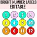 Printable Round Number Labels, Cubby Labels, Book Bin Labels, Number ...