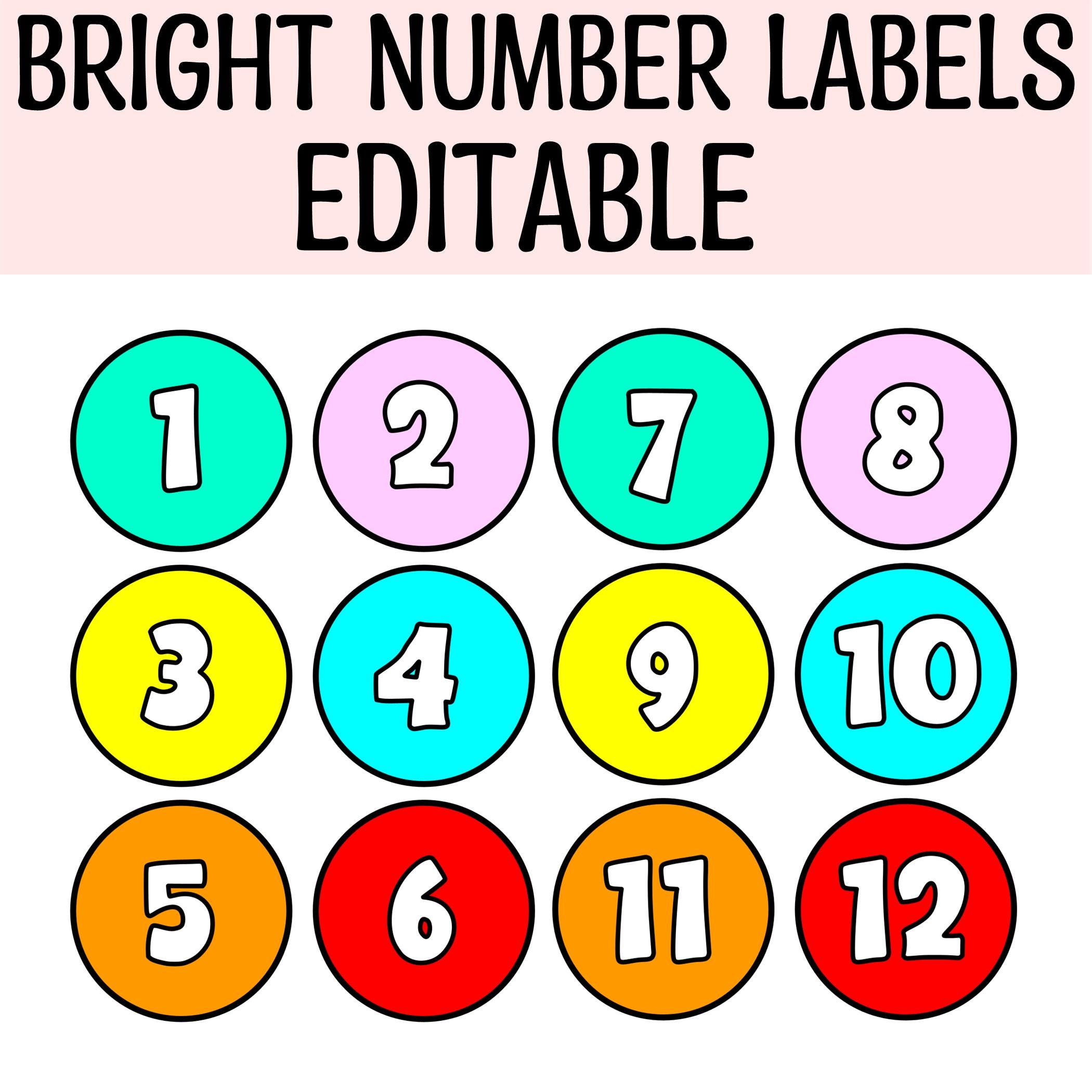 Printable Round Number Labels, Cubby Labels, Book Bin Labels, Number ...