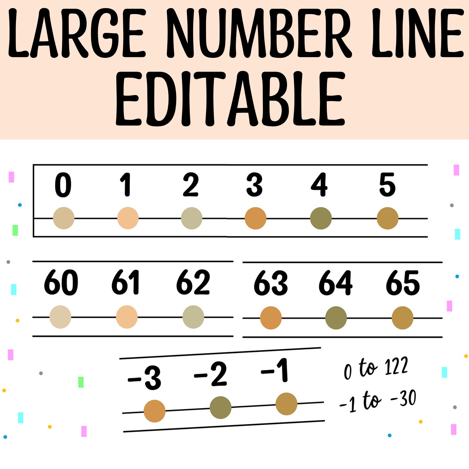 Printable Boho Neutral Large Number Line, Large Number Line Wall ...