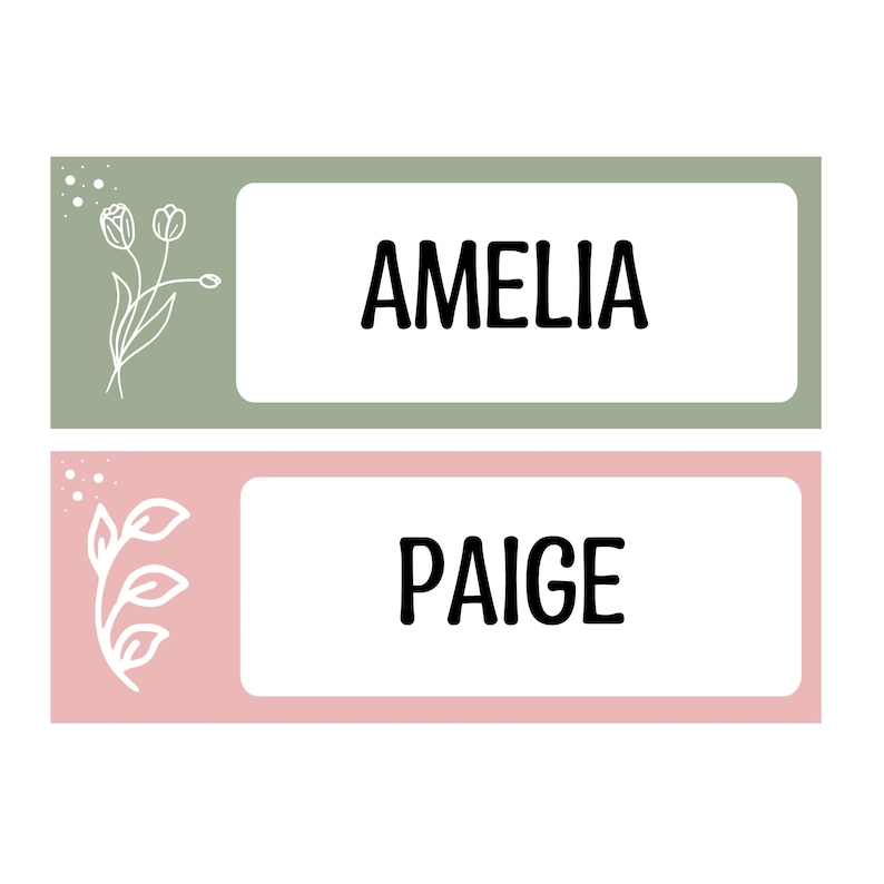 Boho Botanical Editable Name Labels, Classroom Organization (PDF PPTX ...