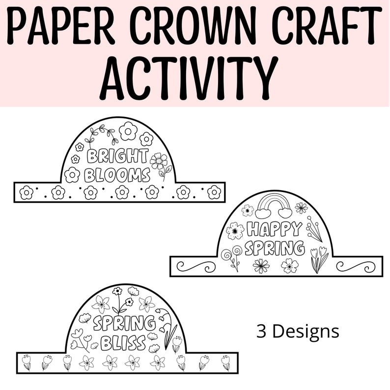 Spring Paper Crown Craft Activity for Kids, Kindergarten Art Center ...