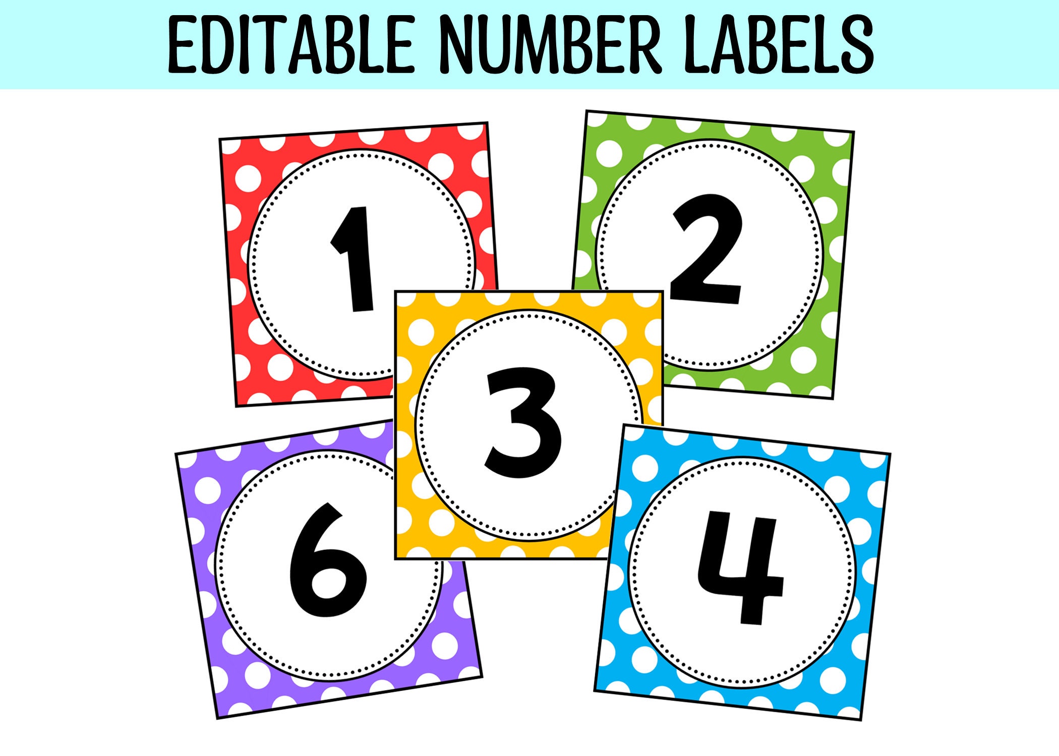 Bright Polka Dots Number Labels Calendar Number Labels - Etsy Canada