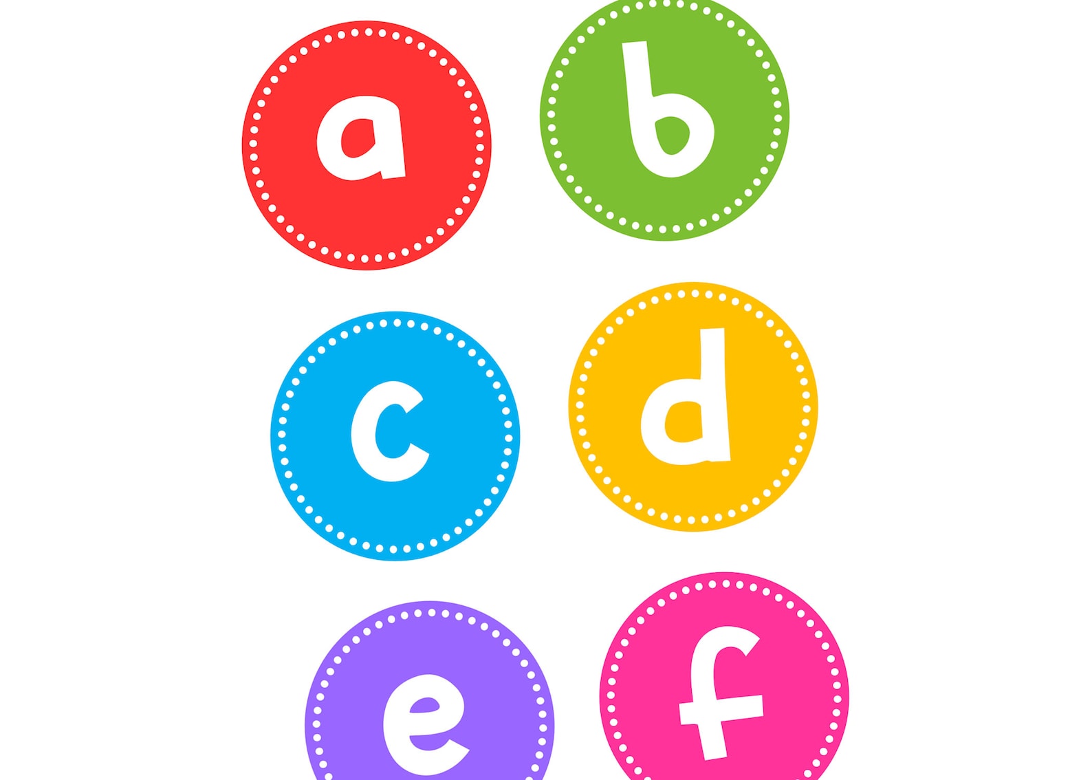 Printable Round Alphabet Letters, Bright Alphabet Letters Posters ...
