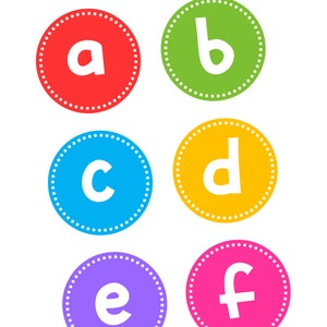 Printable Round Alphabet Letters, Bright Alphabet Letters Posters ...