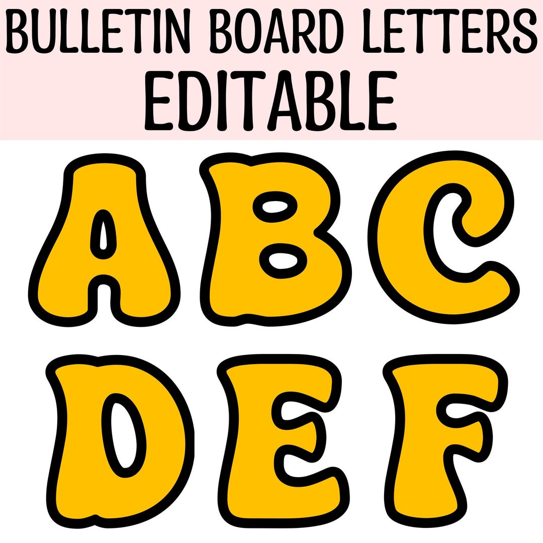 Printable Yellow Bulletin Board Letters for Elementary Decor, Large ...
