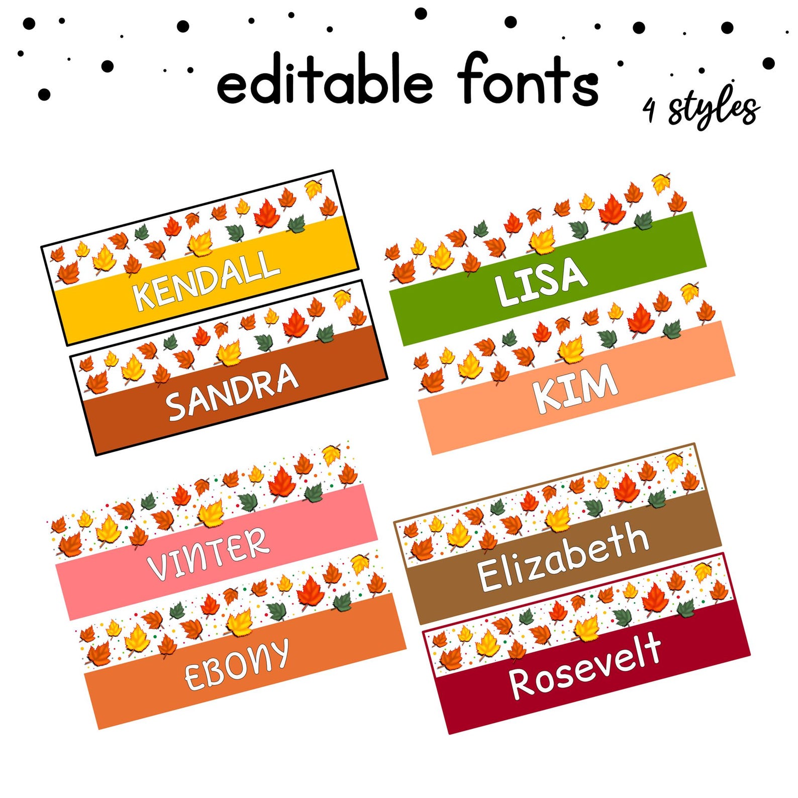 Printable Fall Name Labels, Autumn Classroom Labels, Fall Name Posters ...