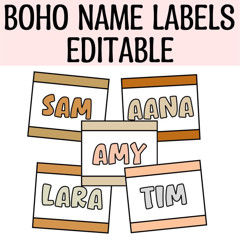 Boho Classroom Name Labels, Editable Student Desk Signs (PPTX File ...