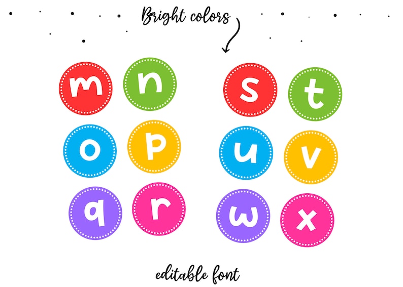 Printable Round Alphabet Letters, Bright Alphabet Letters Posters ...